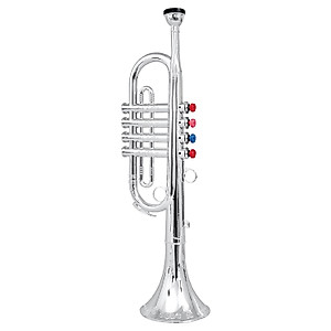 Click N' Play Toy Trumpet for Kids - Create Real Music - Safety Tested BPA Free - Beautiful Silver Finish with Color Keys - Start an Instrument Band at Home or School, Kids Ages 5-9, Musical Gifts