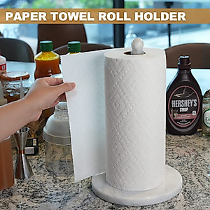 Koville African Natural Marble Paper Towel Holder Countertop, Genuine Stone Paper Towel Holder Stand for Kitchen Storage, for Standard or Jumbo-Sized Rolls(Namib Fantasy)