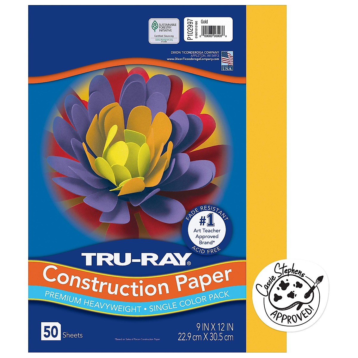 PACON Heavyweight Construction Paper, Gold, 9" x 12", 50 Sheets (102997)