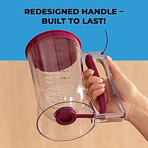 KPKitchen Pancake Batter Dispenser - Kitchen Must Have Tool for Perfect Pancakes, Cupcake, Waffle, Muffin Mix, Crepe & Cake - Easy Pour Baking Supplies for Griddle - Pancake Maker with Measuring Label