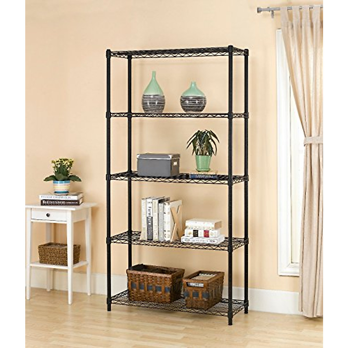 BestOffice 5-Shelf Home-Style Black Steel Wire Shelving 36 by 14 by 72-inch Storage Rack 5