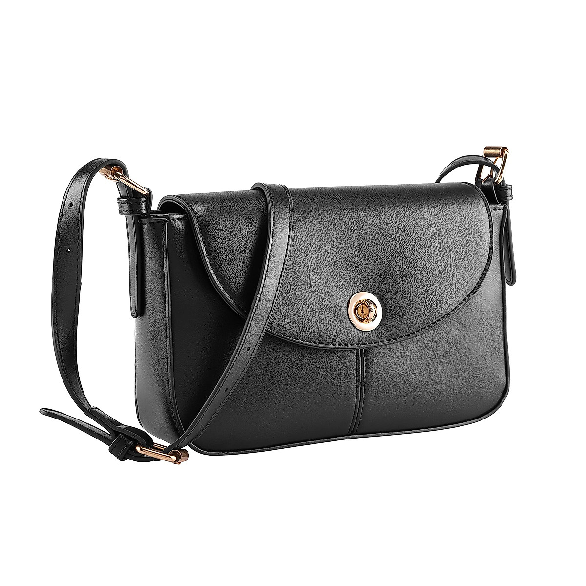 Ayliss Women Crossbody Handbag Purses Shoulder Handbag PU Leather Fashion Vegan Classic Envelope Saddle Purse Bag (Black)