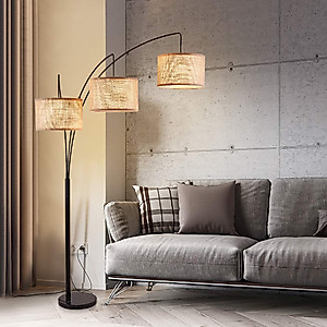 LHLYCLX Arc Lamps for Living Room, Multi Head Tree Floor Lamp for Bedroom, 3 Lights Standing Lamps Hanging Over The Couch (Black)