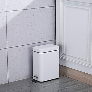 Smartbin 5L 1.3 Gal Stainless Steel Kitchen Trash Can Pedal Dust Bin Waste Basket Garbage Bin with Lid Inner Bucket Rectangular Waste Bin in-Home Recycle Bin