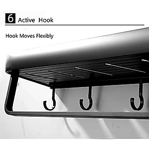 AZZXZQYU Shower Caddy Shower Organizer Shower Shelves with 5 Hooks and 1 Hanging Rod, Without Drilling 2-Piece Space Aluminum Shower Shelf for Bathroom Storage and Kitchen Organization(Black)