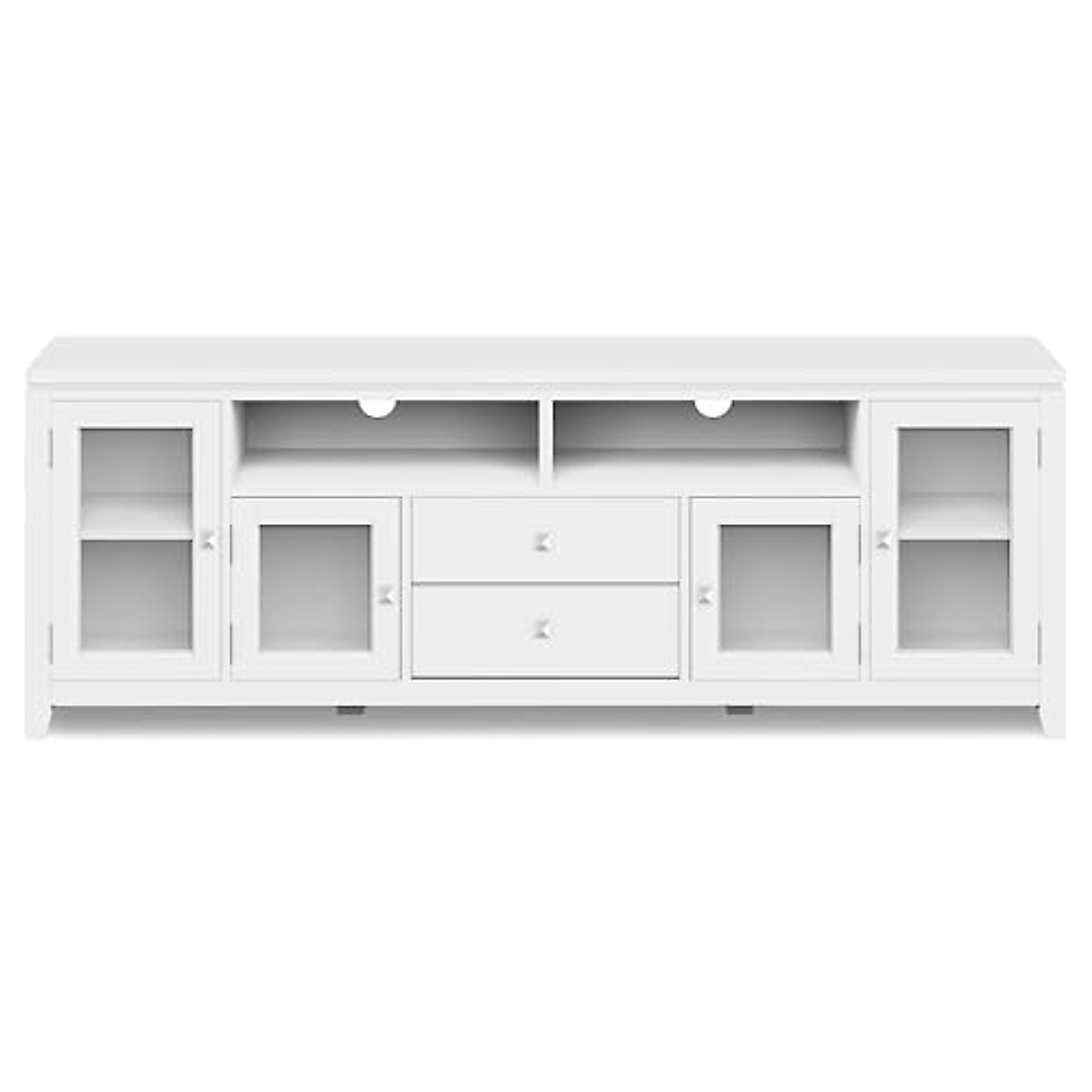 SIMPLIHOME Cosmopolitan SOLID WOOD 72 inch Wide Contemporary TV Media Stand in White For TVs up to 80 inches for the Living Room and Entertainment Center
