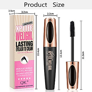 4 Pack 4D Silk Fiber Lash Mascara Extension Voluminous Fiber Mascara Waterproof & Smudge-Proof Mascara Long-Lasting No Flaking Natural No Clumping,All Day Exquisitely Full