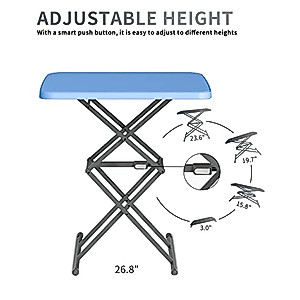 SOUNDANCE Small Folding Table, Adjustable TV Tray, Portable Dinner Table, Lightweight, Zero Assembly, Easy to Fold and Storage, Sturdy Desk for Home Garden Office Indoor Outdoor Use, Blue