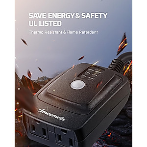 DEWENWILS Light Sensor Timer Waterproof, Plug in Timer Switch, 100 ft Range Remote Control with 2 Grounded Electrical Outlets for Outdoor String Lights, 15A 1/2HP UL Listed