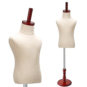 Child Mannequin, Kid Dress Form Mannequin Torso Adjustable Height Unisex Toddler Mannequin Body with Solid Wooden Base, for Clothing Dress Jewelry Display, (Brick red, 4-5 Years Old)