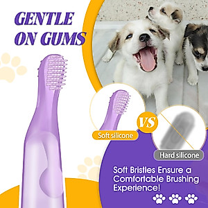 Cats & Puppies Finger Toothbrush-Extended design fits fingers up to 0.82” wideR, designed for kittens and puppies, Finger Toothbrush for Dogs, comes with self-adhesive naming and dental health card