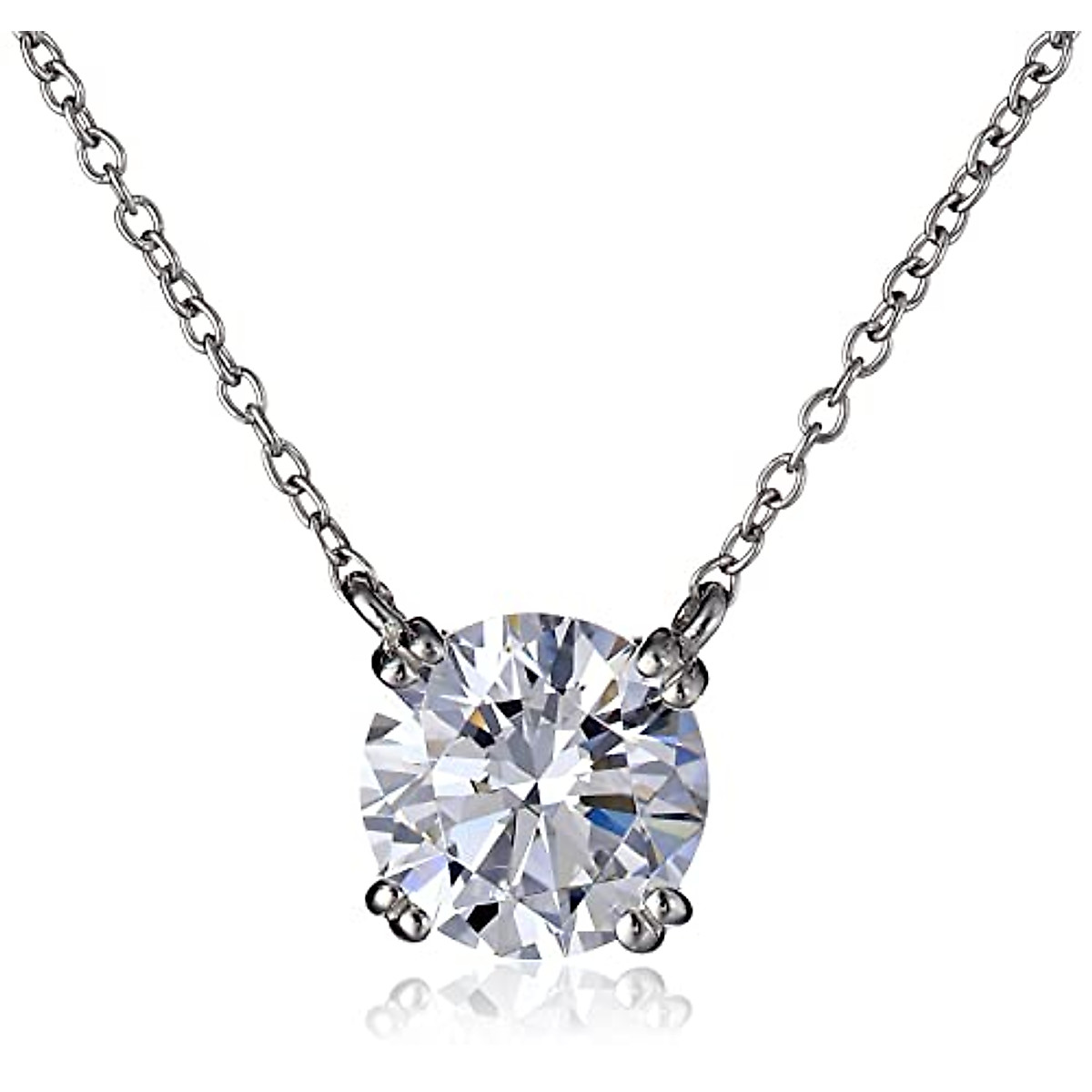 Amazon Collection Platinum-Plated Sterling Silver Infinite Elements Cubic Zirconia 3 ct Round Solitaire Pendant