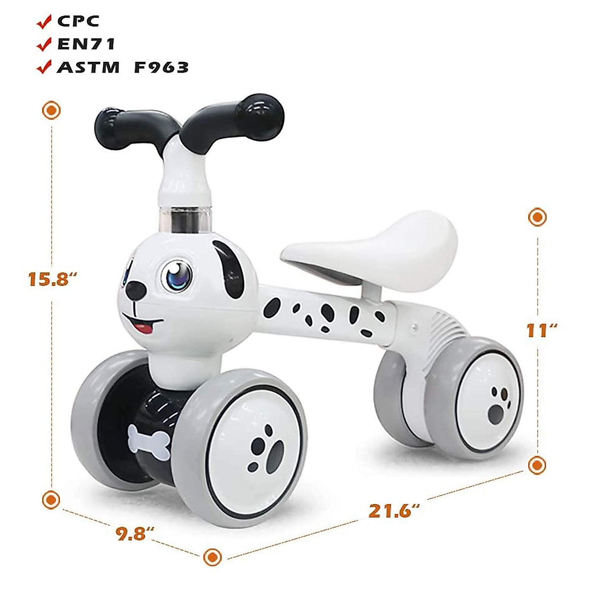 YGJT Baby Balance Bike Toys for 1 Year Old, Birthday Gifts for Boys and Girls, Silent Wheels & Non-Pedal Baby Walker Riding Toys for 10-36 Months Toddlers, Kids First Bike Gifts Spotty Dog