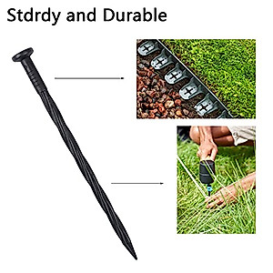 craftshou 118 Pieces 8 Inch Landscape Edging Stakes Plastic Edging Nails Garden Spiral Nylon Anchoring Spikes for Holding Garden Edging Border,Artificial Turf,Landscape Fabric,Tents and Rain Tarps