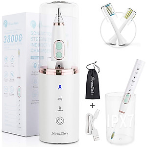 Electric Toothbrush Rechargeable Inductive Charging Base with 5 Brushing Modes, 2-Min Smart Timer, 2 Brush Heads, Travel Bag Included for Travel and Home Use