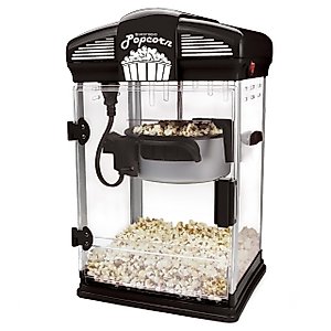 West Bend Stir Crazy Movie Theater Popcorn Popper, Gourmet Popcorn Maker Machine with Nonstick Popcorn Kettle, Measuring Tool and Popcorn Scoop for Popcorn Machine, 4 Qt., Black