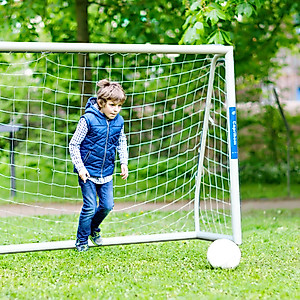 Caprihom Soccer Goal for Backyard 6FTx 4FT Soccer Net for Backyard with Weatherproof UPVC Frame,Ground Stakes | Portable Full Size Soccer Net Goal PVC Soccer Goal Post