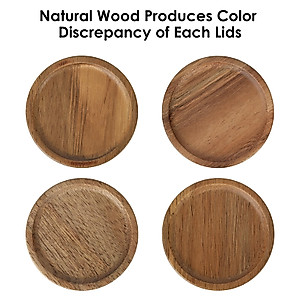 6 Pack Regular Mouth Lids for Mason Jars, Reusable Wooden Storage Lids with Silicone Seal for Regular Mouth Jars