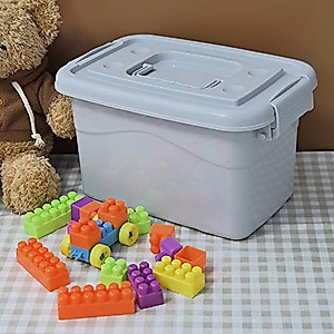 Readsky 6-Pack 5 L Plastic Storage Bin with Lid and Handle, Grey