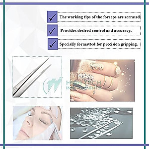 Professional Stainless Steel Tweezers 6" with Fine Serreted Precision Straight Tips for Facial Hair, Splinter and Ingrown Hair Removal Used by Women & Men