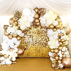 RUBFAC 110pcs Metallic Gold Balloons Latex Balloons Different Sizes 18 12 10 5 Inch Party Balloon Kit for Birthday Party Graduation Baby Shower Wedding Holiday Balloon Decoration