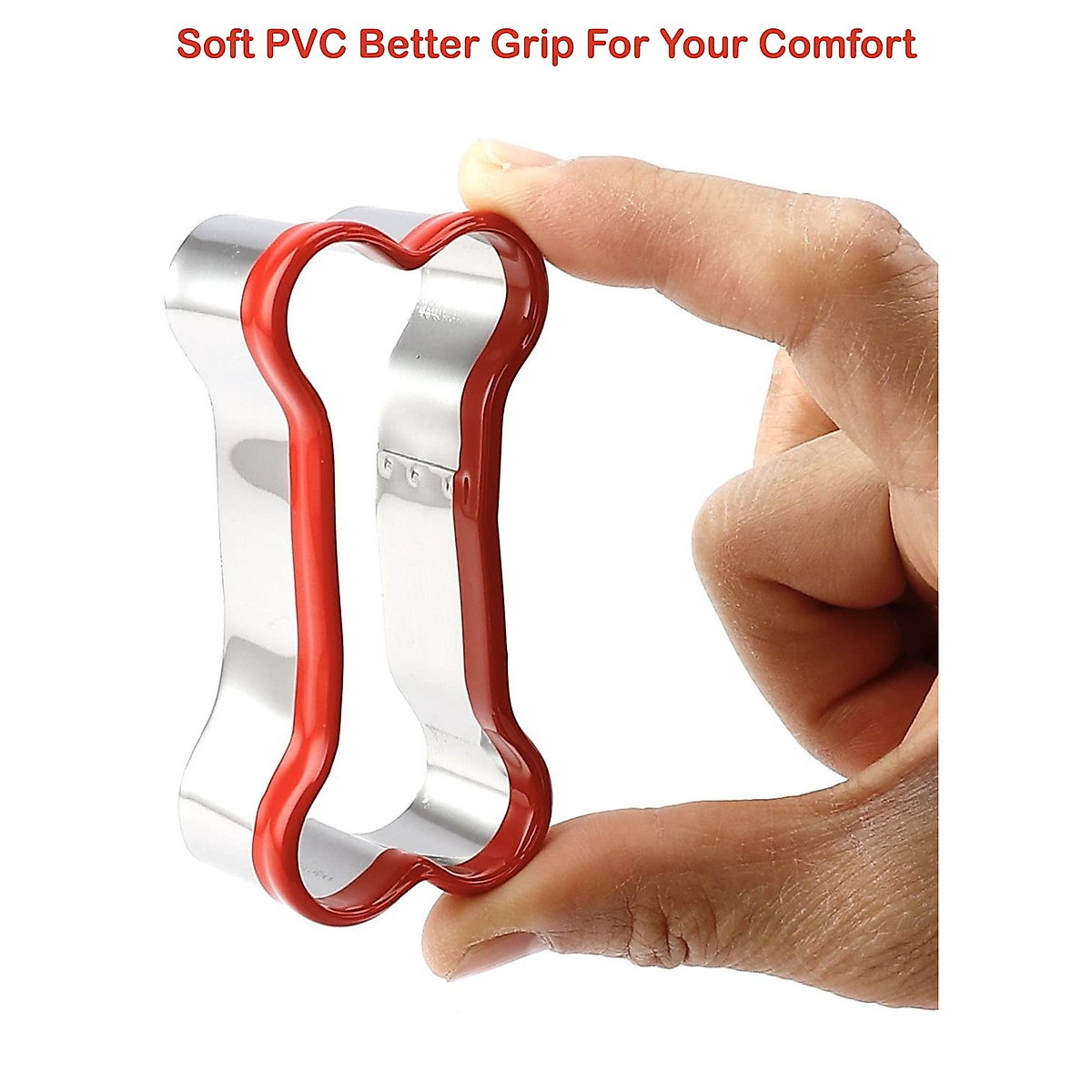 4Pcs Large Dog Bone Cookie Cutters Set, Dog Treats Cookie Cutter, Dog Bone Shapes Cutters, Homemade Dog Biscuit Treats Cutters, Coated with Soft PVC for Protection,4.7" 3.9'' 3.2'' 2.4"