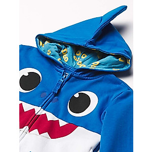 Pinkfong Boys Baby Zip Up Big Face Hoodie-Daddy Shark Blue Toddler Sizes 2T-5T, 5T