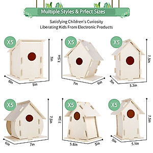 ILHSTY 18 Pack Large Paintable DIY Wooden Bird Houses Kits for Kids, Kids Crafts Wood Houses for Crafts Class Parties Birthday, DIY Crafts and Art Birdhouse Kits for Children to Build and Design（18）