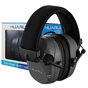 HUARUI Electronic Earmuff for Shooting Range Ear Protection for Shooting and Hunting Hearing Protection with Sound Amplification Electronic Shooting Earmuff(Gray)