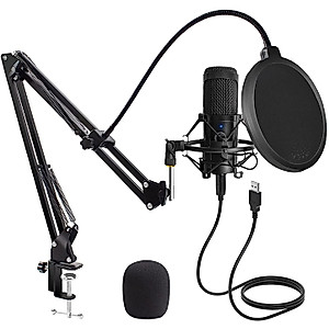 Wireless Microphones USB Microphone Condenser D80 Recording Microphone with Stand and Ring Light for PC Karaoke Streaming Podcasting Microphone to Sing. (Color : D80 5) (Color : D80 5) (D80 7)