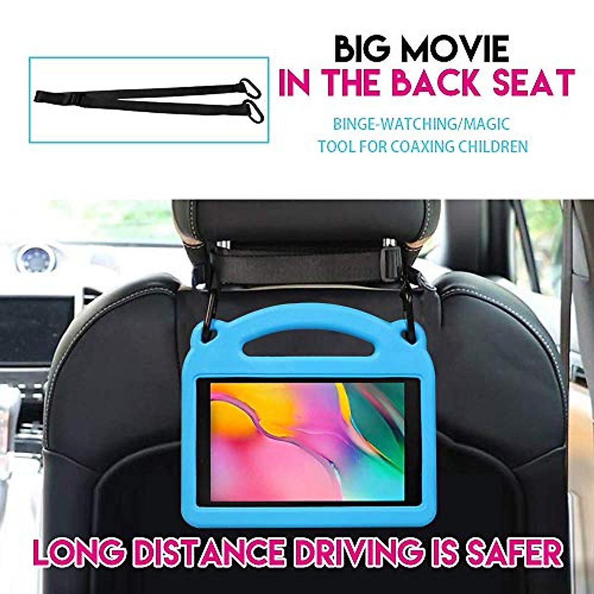 FIREVASE Tablet Case for Samsung Galaxy Tab A 8.0 Inch,2019 SM-T290/T295, EVA Protective Case Shock Absorption Convertible Built-in Handle Lightweight Child Protective Case with Shoulder Strap (Blue)