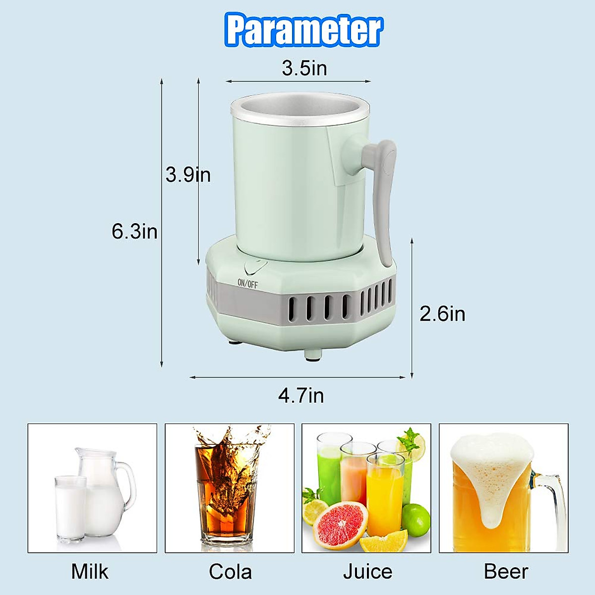 Normia Rita 36℉～60℉ Electric Beverage Cup Cooler for Home/Office, Desktop Mini Fridge Quick Cooling Cup Drink Chiller for Beer Juice Milk Coffee