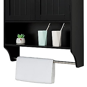 Iwell Medicine Cabinet with 2 Doors & 1 Adjustable Shelf, Bathroom Wall Cabinet, Over The Toilet Storage Cabinet, Bathroom Cabinet Wall Mounted, Black