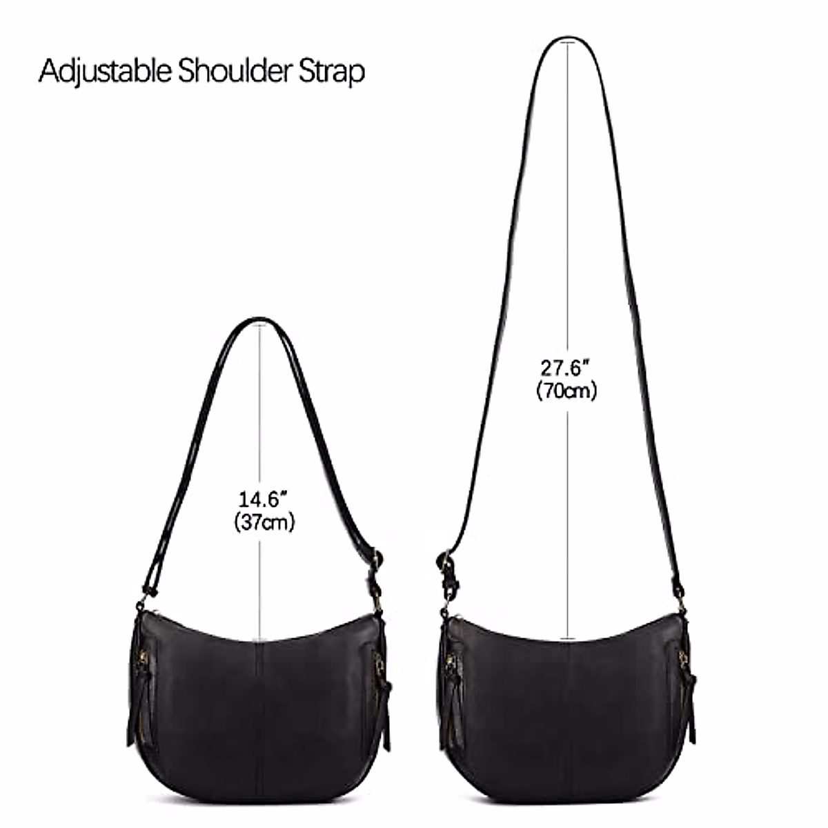 KL928 Small Crossbody Bag for women, Soft PU Leather Shoulder Handbag, Two Front Zipper Pocket Saddle Bag Purse Black