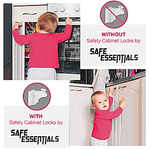Safe Essentials-8 Pack-Magnetic Cabinet Locks Baby Safety, Invisible, No-Tools Required Assembly, Comes with Extra 3M Adhesive Strips