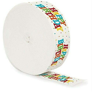 Happy Birthday Crepe Streamer 30-Foot Roll