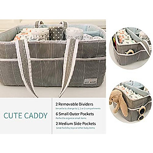 Lily Miles Baby Diaper Caddy - Large Organizer Tote Bag for Infant Boy or Girl - Baby Shower Basket - Nursery Must Haves - Registry Favorites - Collapsible Newborn Caddie Car Travel