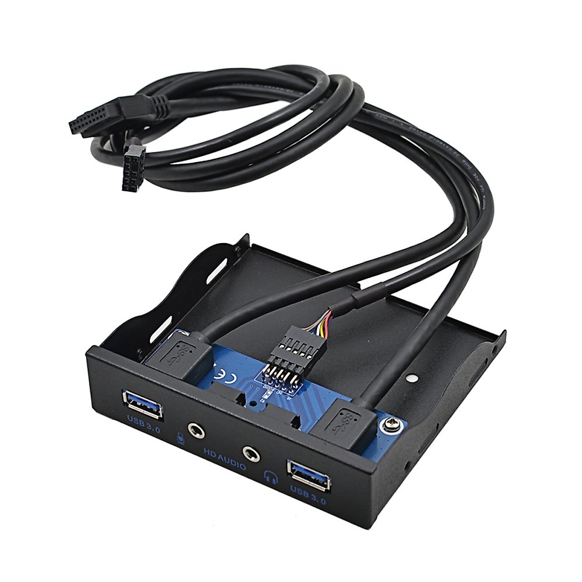 C-Zone 3.5" Floppy Bay High Speed 5 Gbps 20Pin 2 Port USB 3.0 Hub HD Audio 3.5mm Earphone Jack Mic Interface PC Front Panel Adapter