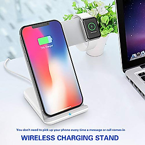 2 in 1 Charging Station, Fast Qi Wireless Charger Stand, FACEVER Wireless Charging Stand for Apple Multiple Devices iPhone 14 Pro 13 12 Max 11 Xs X XR 8 Plus Apple Watch Series Ultra 8 7 6 5 4 3 2