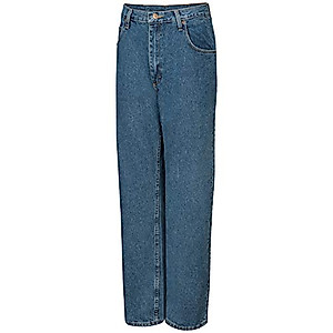 Red Kap Men's Relaxed Fit Jean, Stonewash, 46x32