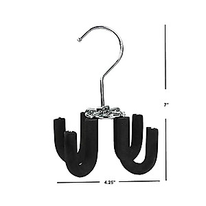 Sunbeam Sturdy 4-Hook Hanger, Swivels 360 Degrees, Ideal for Belt, Ties and Other Accessories, Chrome Plated Steel, Black