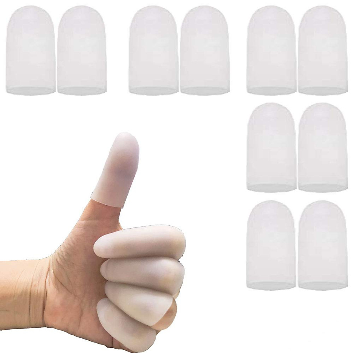 Kris-kikomy Gel Finger Protectors Finger Caps Silicone Fingertips Protection - Finger Cots Great for Trigger Finger, Finger Arthritis, Finger Cracking and Other Finger Pain Relief (Medium)