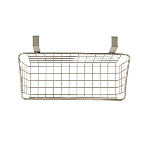 Spectrum Diversified Grid Storage Basket, Over The Cabinet, Steel Wire Organization Under Sink Kitchen & Bathroom, Small, Satin Nickel PC