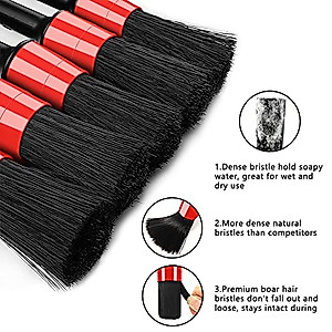 HMPLL 10pcs Auto Car Detailing Brush Set Car Interior Cleaning Kit Includes 5 Boar Hair Detail Brush,3 Wire Brush, 2 Air Vent Brush for Cleaning Car Interior Exterior, Dashboard Engines Leather Wheel