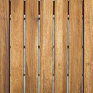 Walker Edison Rendezvous Modern Solid Acacia Wood Slatted Patio Bench, 53 Inch, Brown