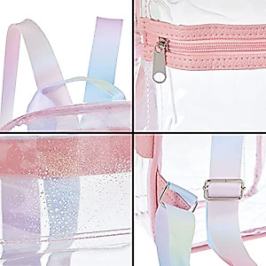 Zodaca Clear Mini Backpack with Front Pocket and Tie Dye Straps, Transparent Backpack for Concerts, Sporting Events (9 x 5 x 11 In)