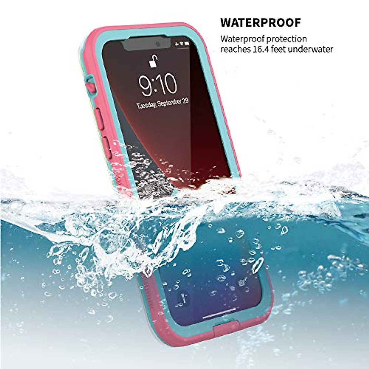 PINGTEKOR iPhone 12 Pro Max Waterproof Case,IP68 Full Sealed Snowproof Dustproof Shockproof Heavy Duty Protection Cover with Screen Protector and Translucent Back Cover for iPhone 12 Pro Max 6.7 Inch