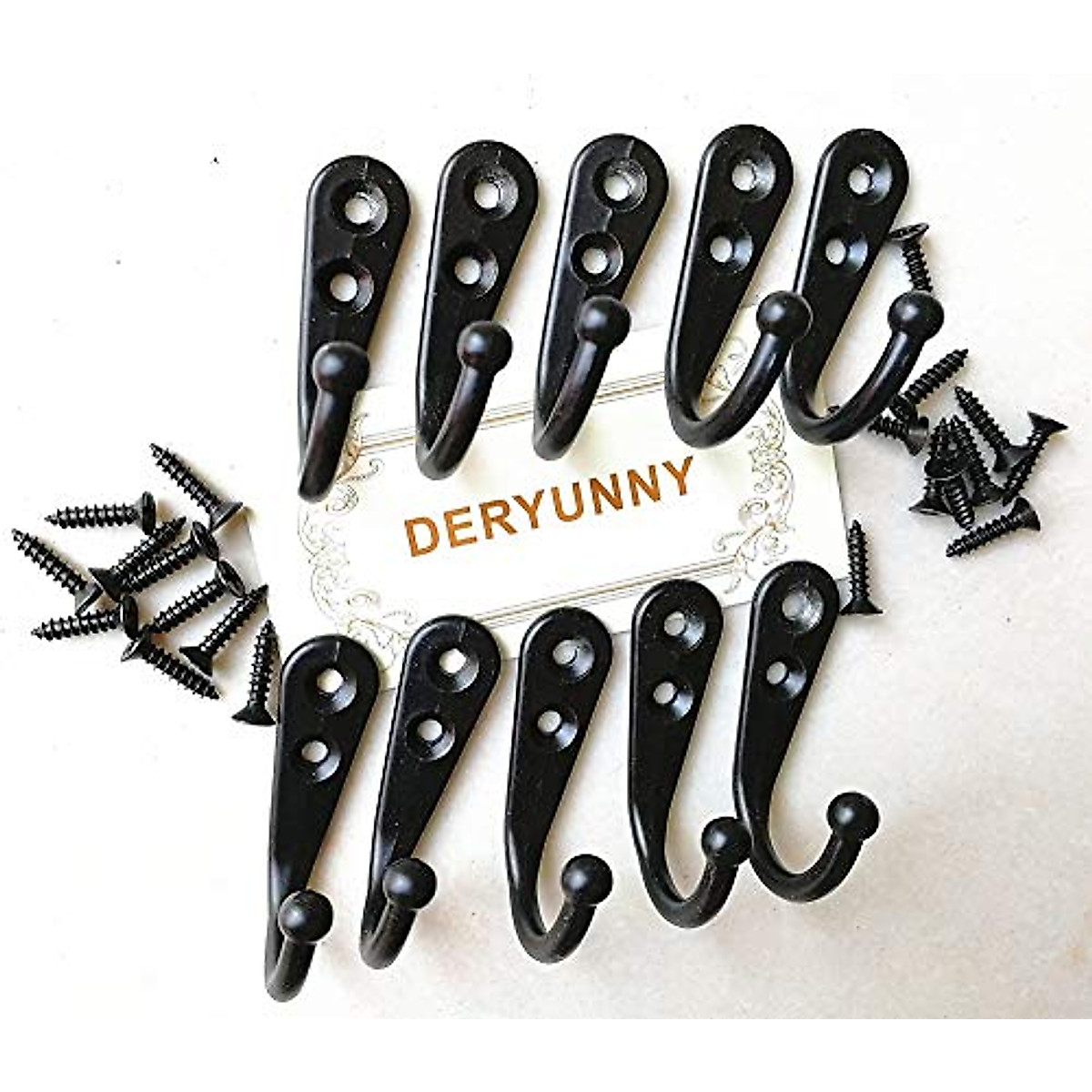 PAINISTIC 25 Pieces Wall Mounted Coat Hook Robe Hooks Cloth Hanger Coat Hanger Coat Hooks Rustic Hooks and 54 Pieces Screws for Bath Kitchen Garage Single Coat Hanger Black Color