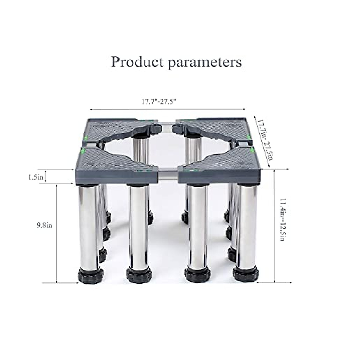 Washing Machine Base Fridge Stand Multi-Functional Adjustable Base Washer and Dryer Stand Appliance Refrigerator Pedestal Stand with 12 Stainless Steel legs[12legs-Legs Hight 9.8in]