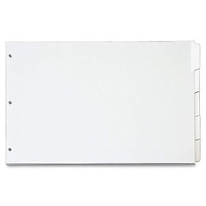 TOPS Cardinal 11x17 Write'n Erase Tab Divider, 5-Tab, White, (84270CB)